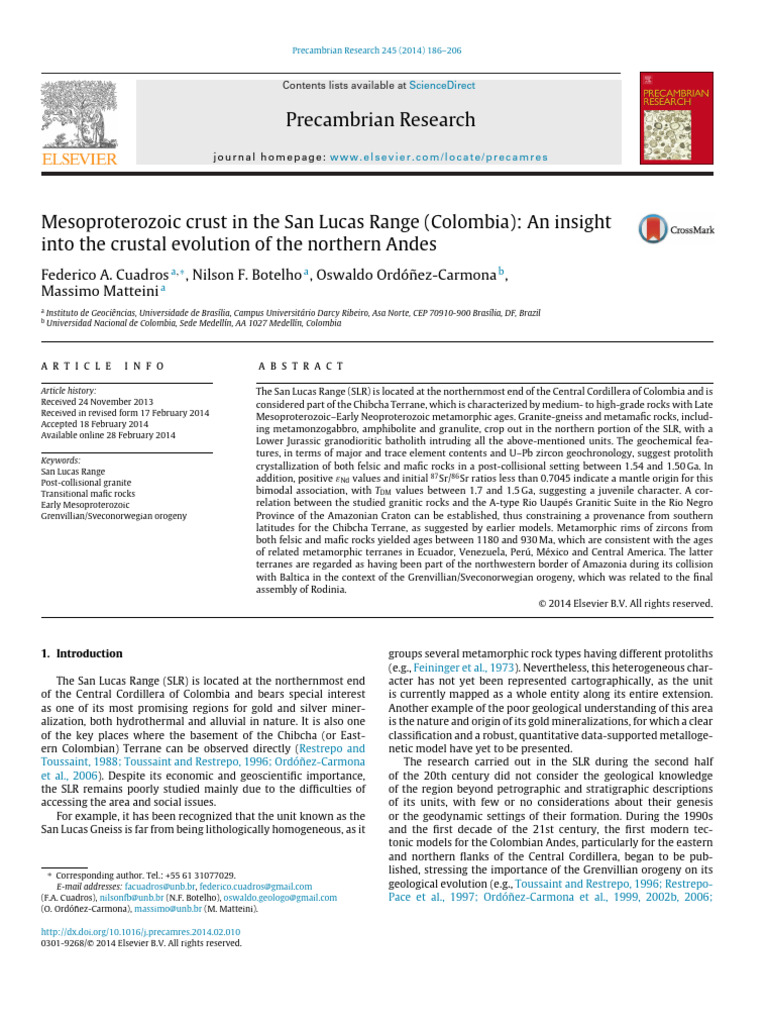 Mesoproterozoic Crust of San Lucas Range | PDF | Minerals | Rocks