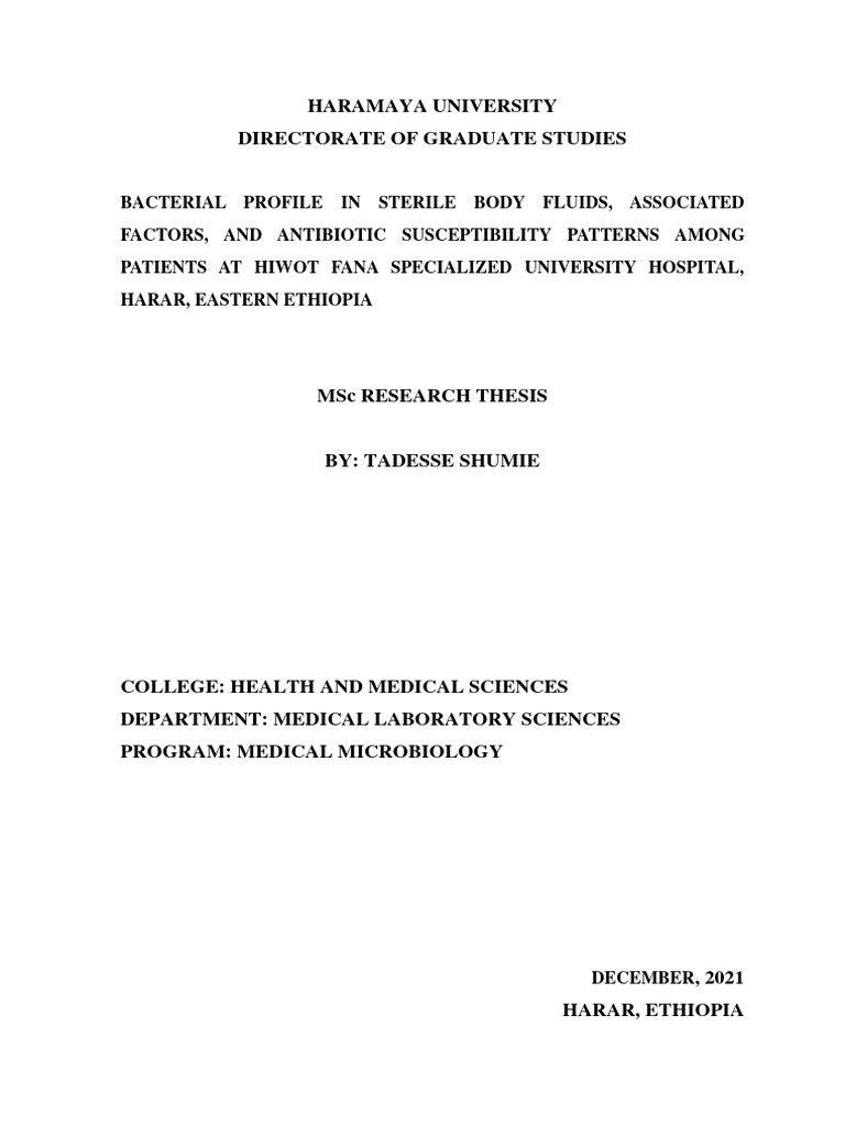 Bacterial Profile in Body Fluids Study | PDF | Thesis | Bacteria