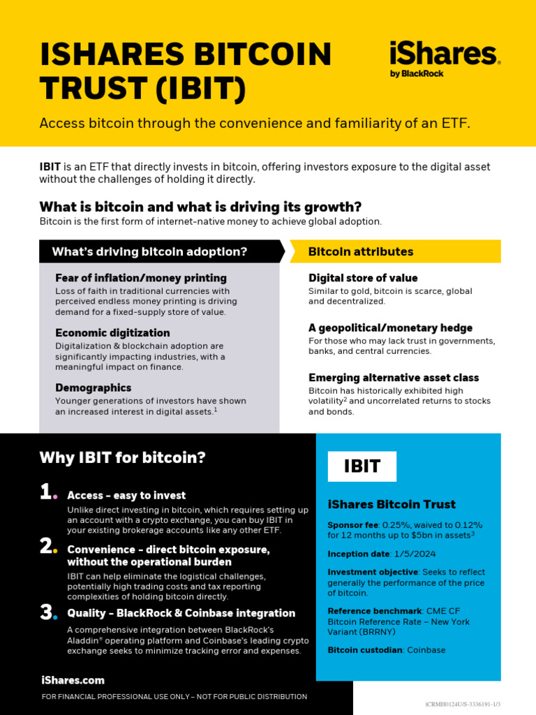 Ibit Sales Essentials 1 Pager | PDF | Exchange Traded Fund | Bitcoin