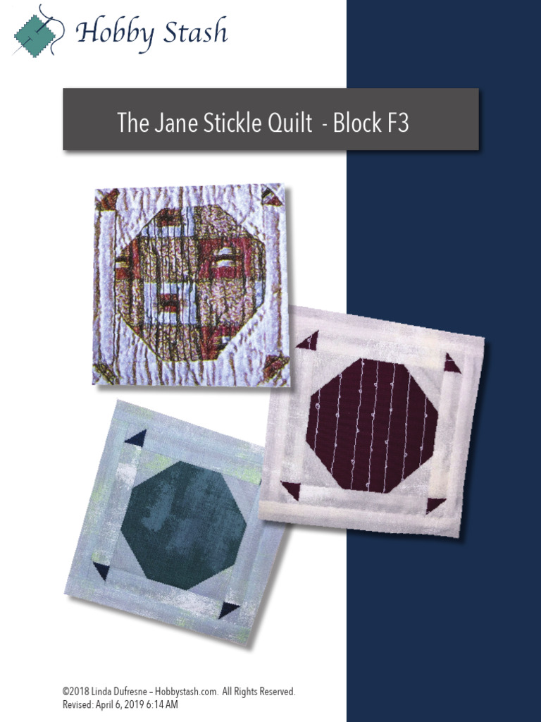 Jane Stickle Quilt Block F3 1 | PDF | Chess | Chess Theory