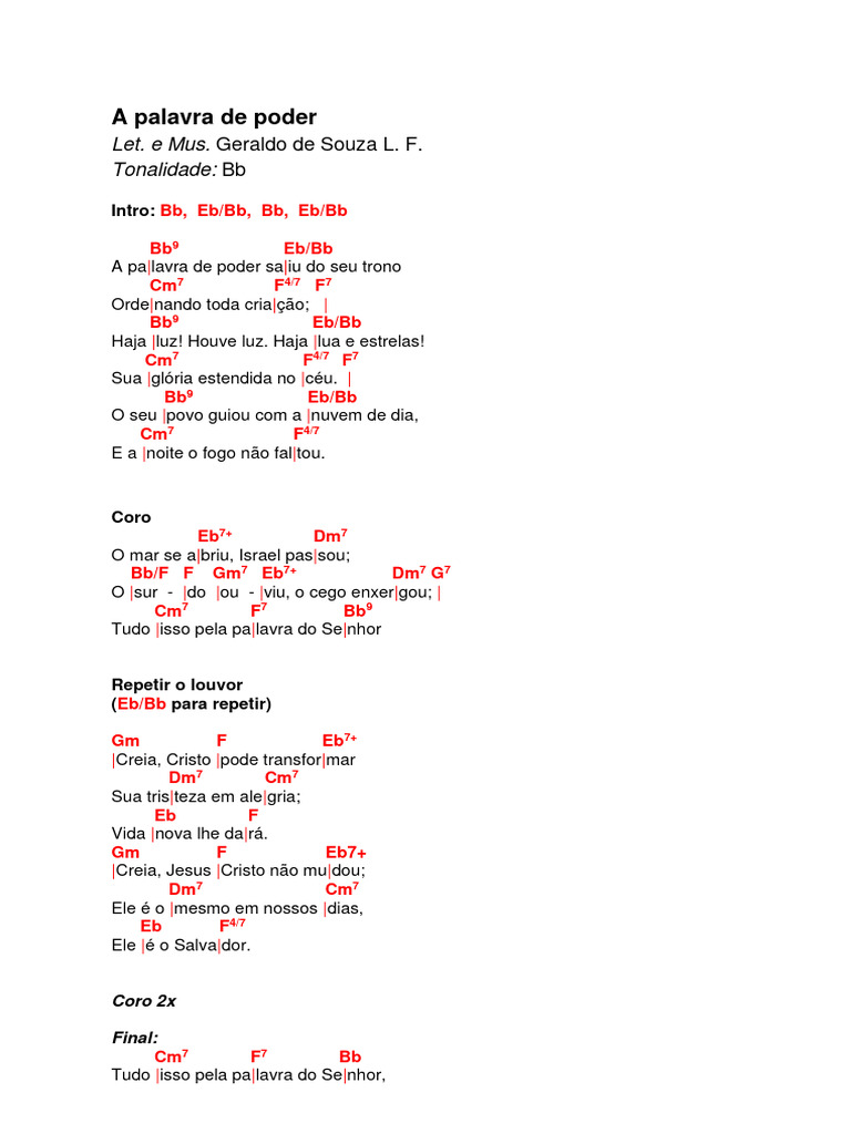 A Palavra de Poder CIFRA | PDF