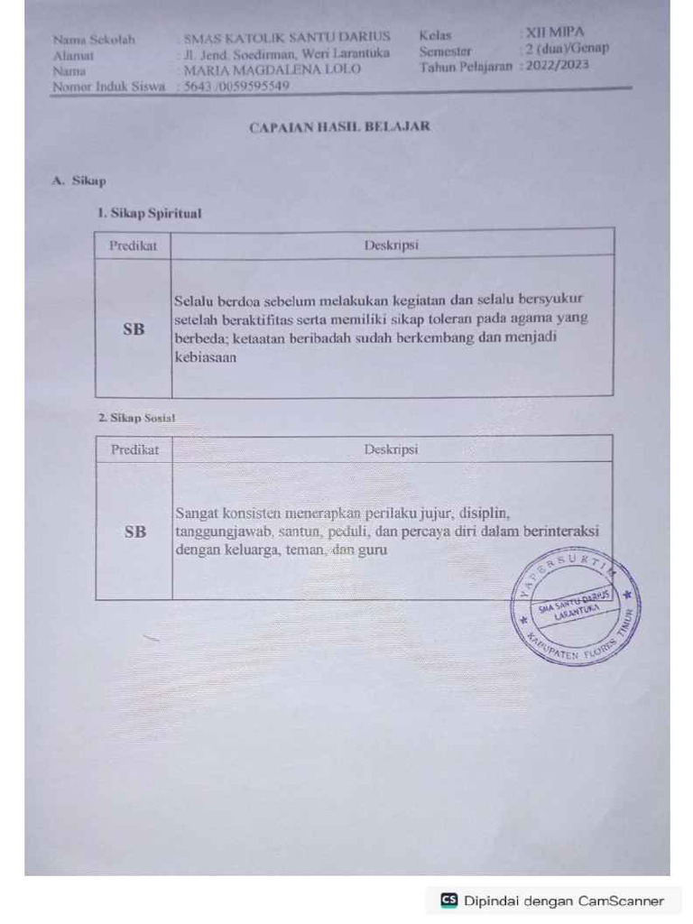 Surat Pernyataan Maria Magdalena Lolo - 11zon | PDF