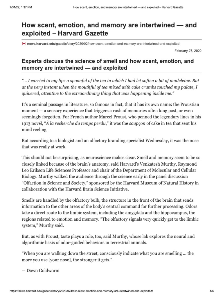 How Scent Emotion and Memory Are Intertwined | PDF