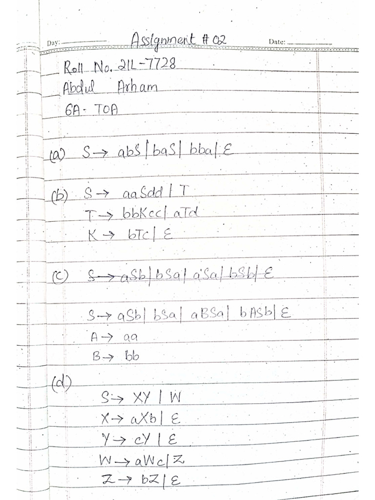 TOA Assignment 2 | PDF