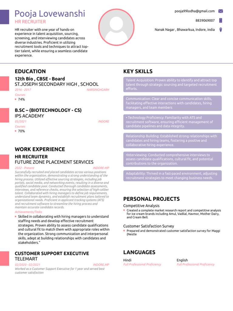 Pooja's Resume | PDF | Recruitment | Business