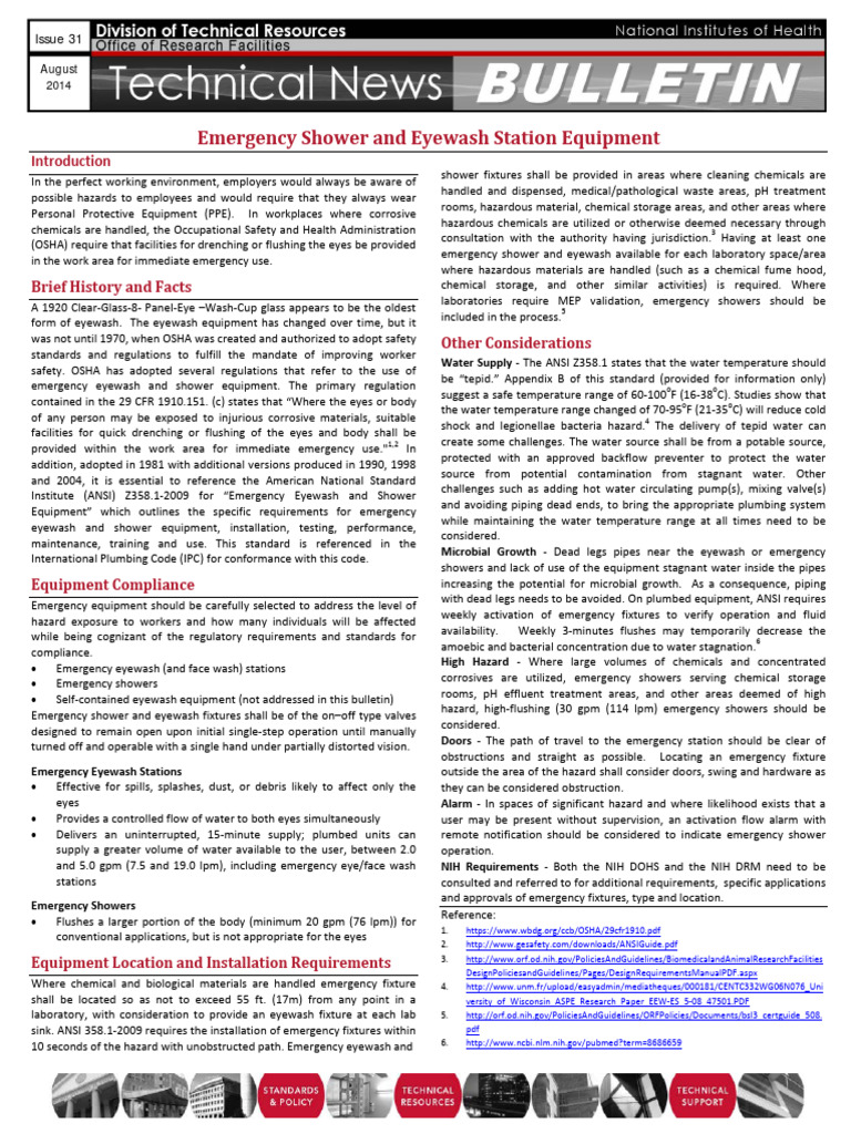 ANSI Z358.1 Emergency Equipment Guide | PDF | Occupational Safety And ...