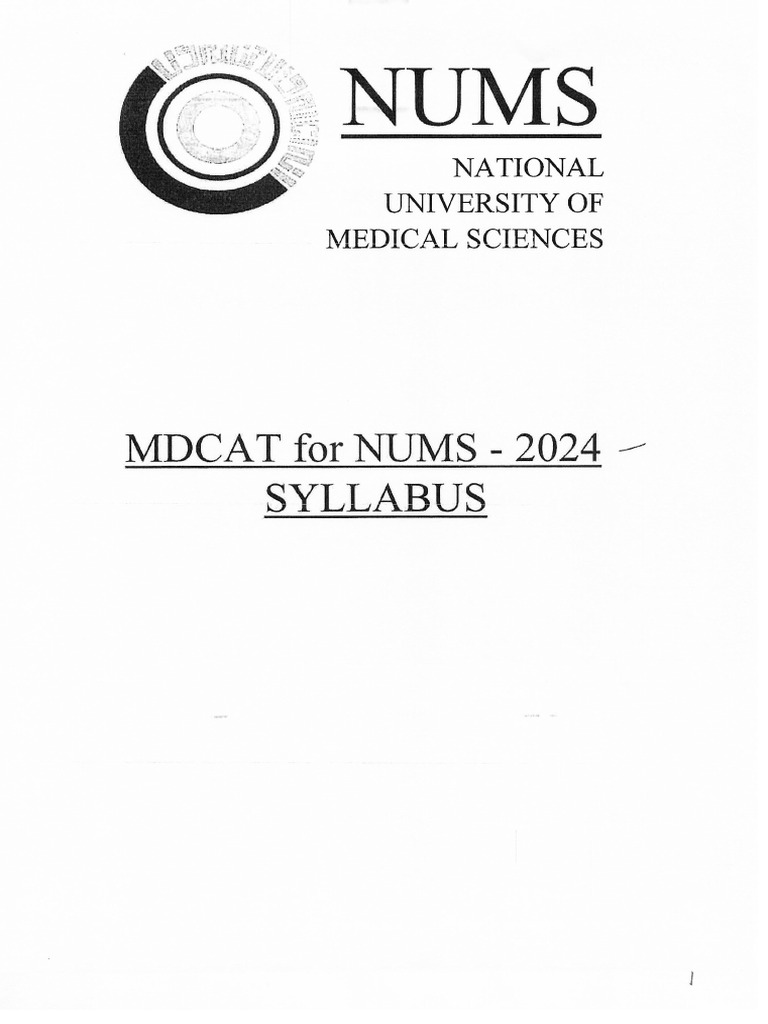 2024 MDCAT NUMS Syllabus1718887277 | PDF