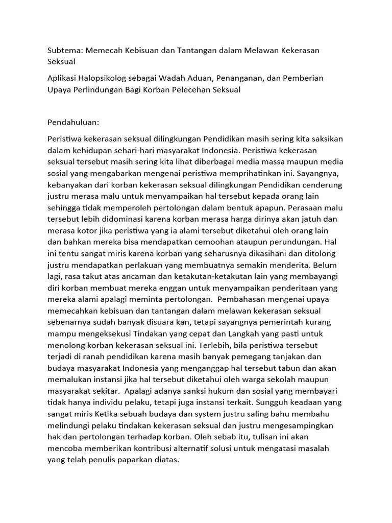 Memecah Kebisuan Dan Tantangan Dalam Melawan Kekerasan Seksual | PDF Memecah Kebisuan Dan Tantangan Dalam Melawan Kekerasan Seksual | PDF