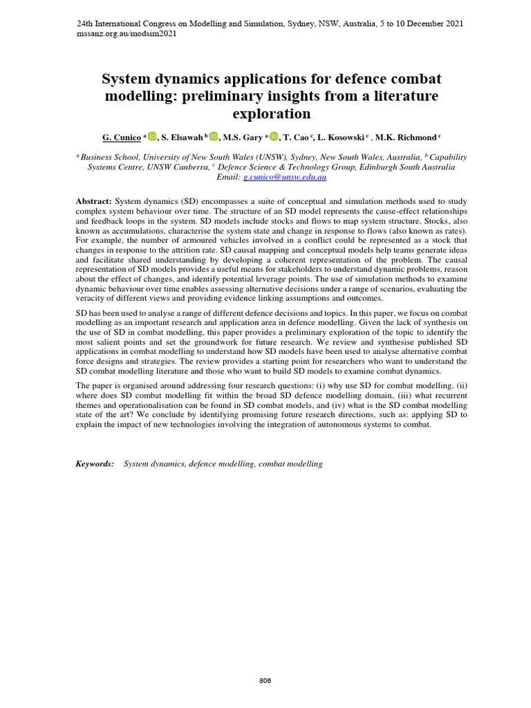System Dynamics Applications For Defence Combat Modelling | PDF | Military