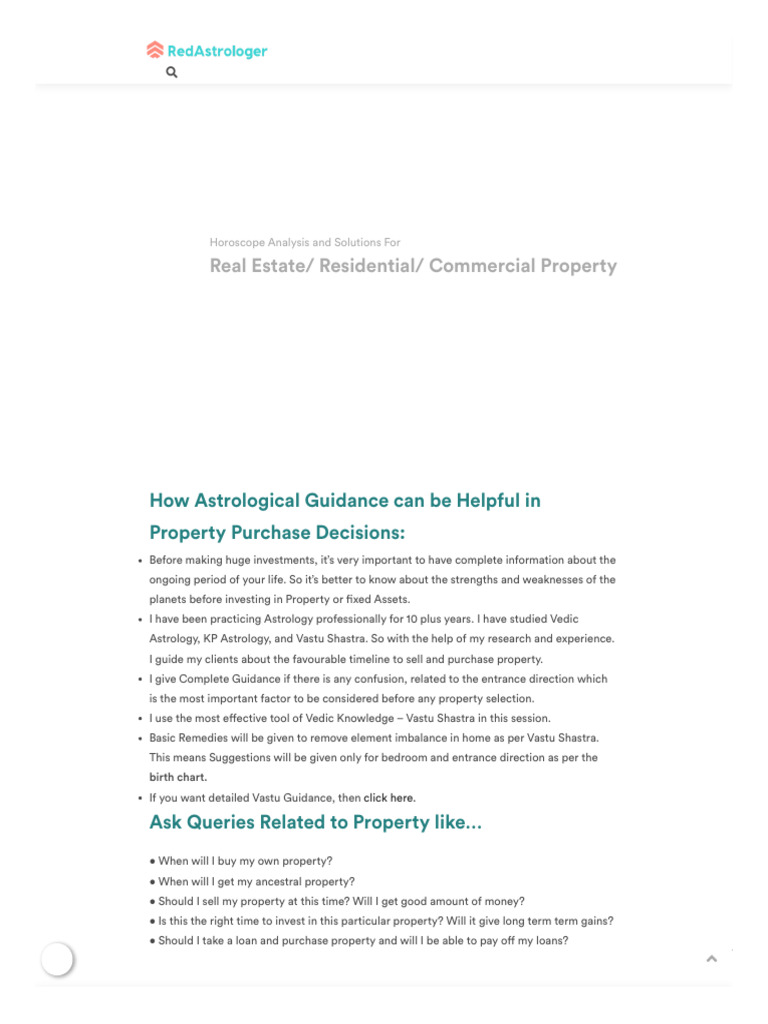 Real Estate - Residential - Commercial Property - RedAstrologer 5 | PDF | Horoscope