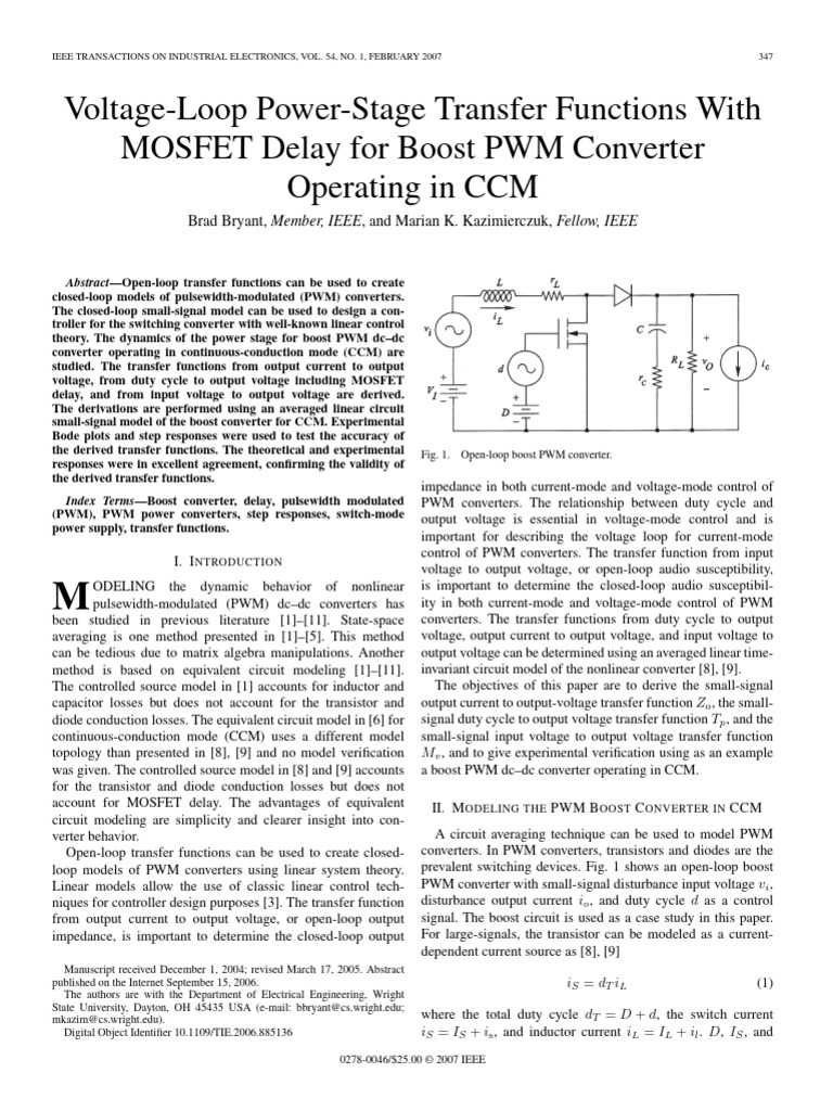 Boost Converter Transfer Functions with Delay | PDF | Electrical Network | Power Electronics