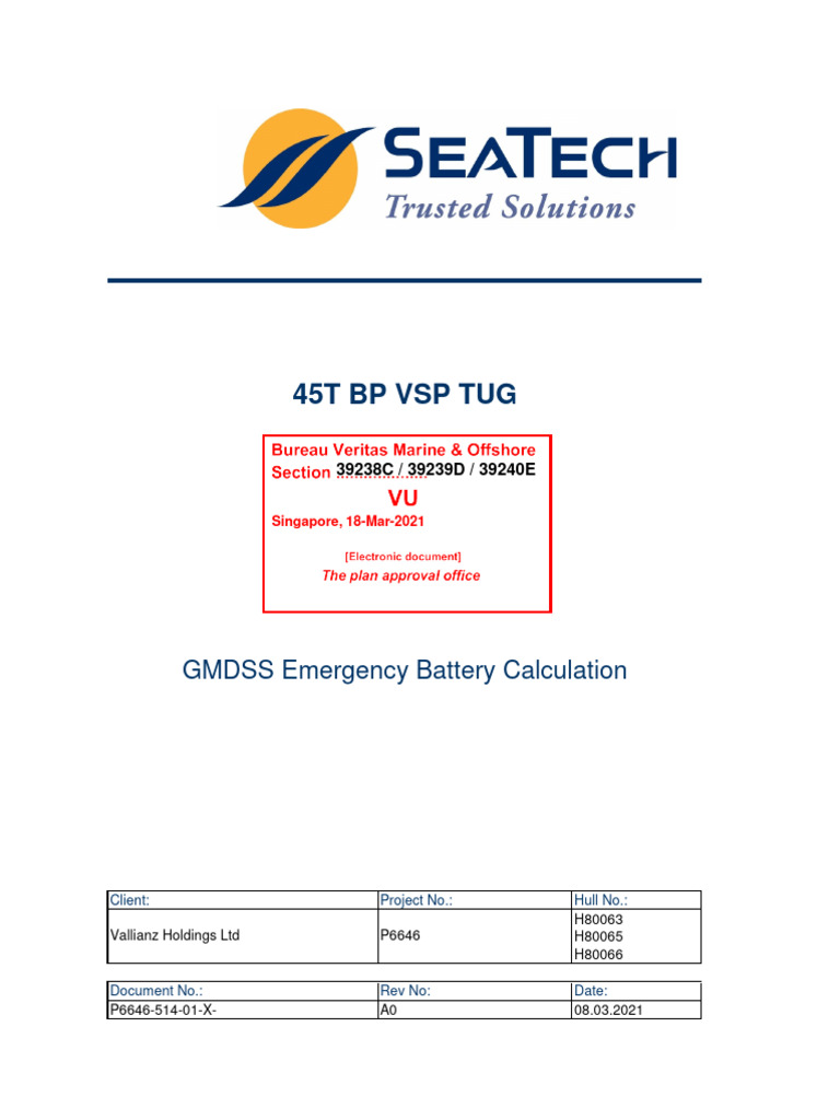 P6646-514-01-X-A0 GMDSS Emergency Battery Calculation-BV | PDF | Information And Communications ...