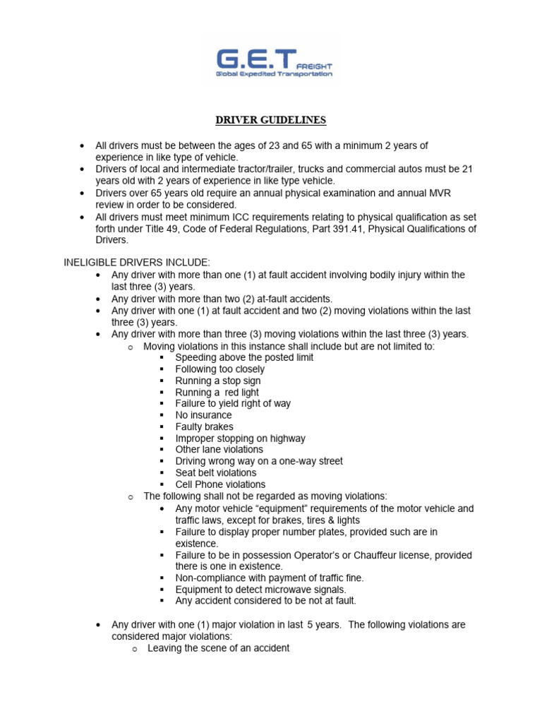 Driver Guidelines | PDF | Driving | Traffic