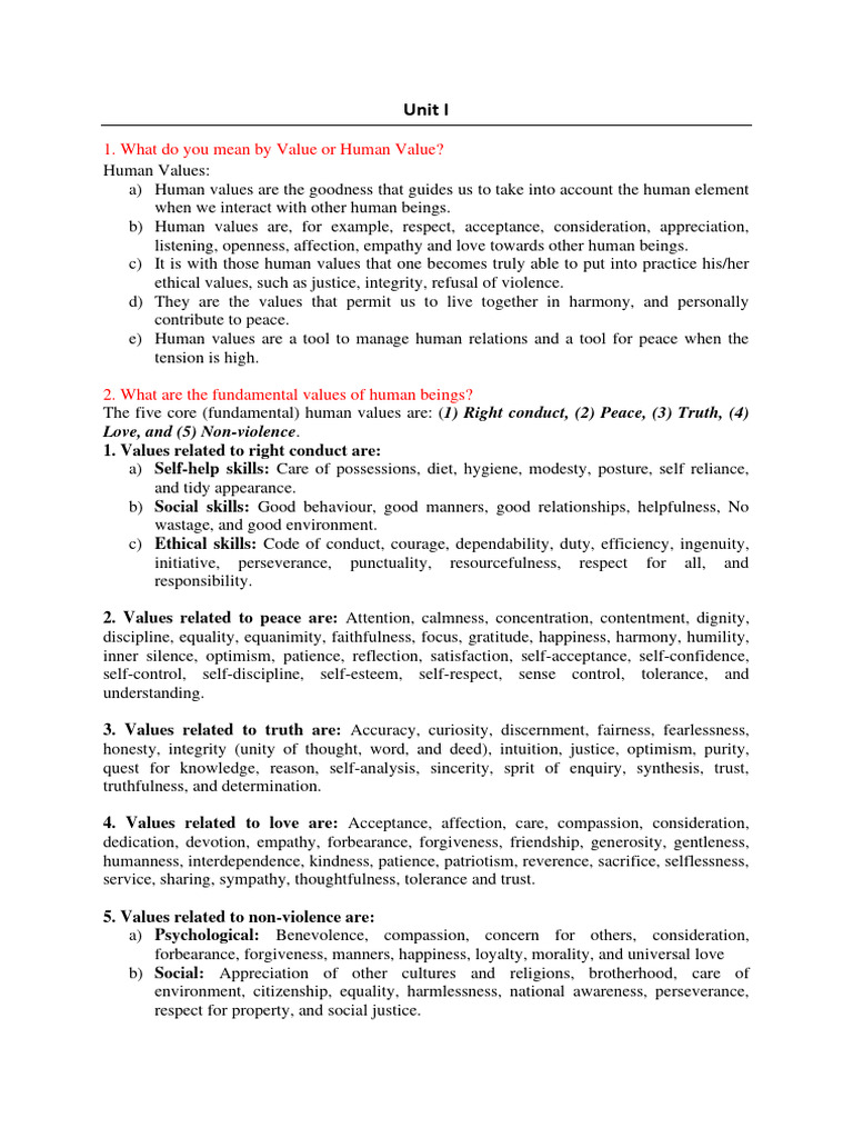 UHV - Unit I - Descriptive | PDF | Happiness | Thought