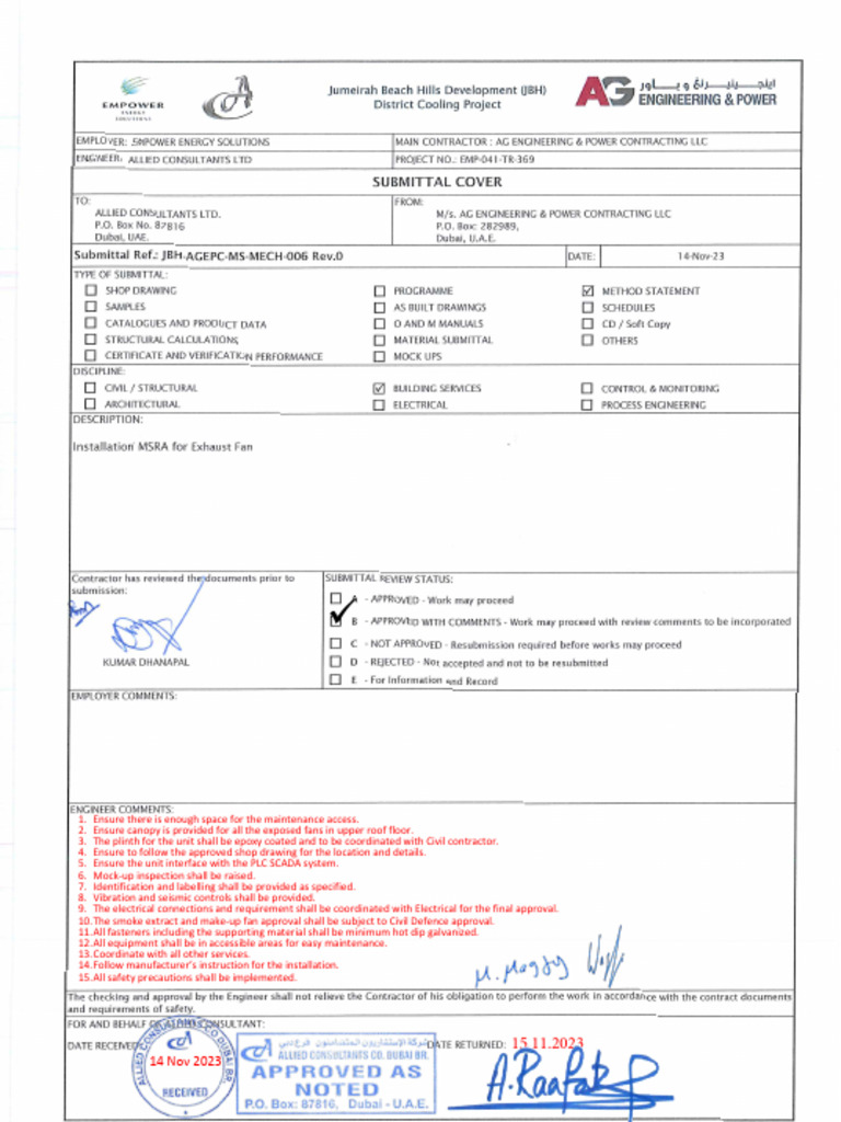 JBH-AGEPC-MS-MECH-006 R0 Exhaust Fan | PDF | Duct (Flow) | Crane (Machine)