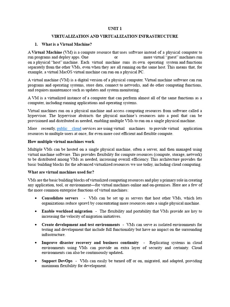 Unit 1 CC | PDF | Virtual Machine | Virtualization
