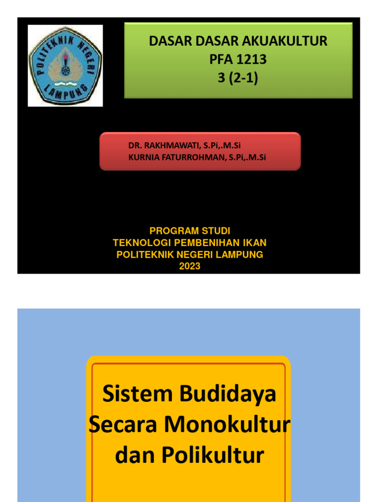 Sistem Budidaya Ikan: Monokultur vs Polikultur | PDF