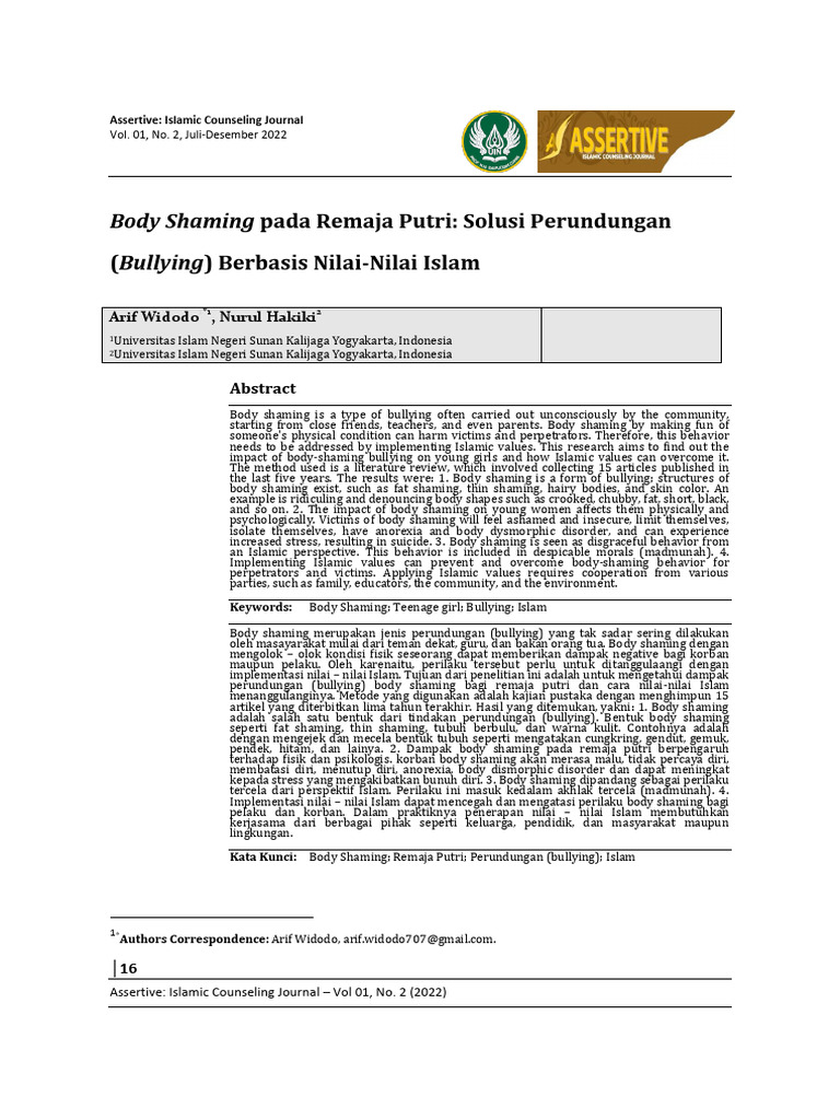 Body Shaming Pada Remaja Putri Solusi Perundungan | PDF