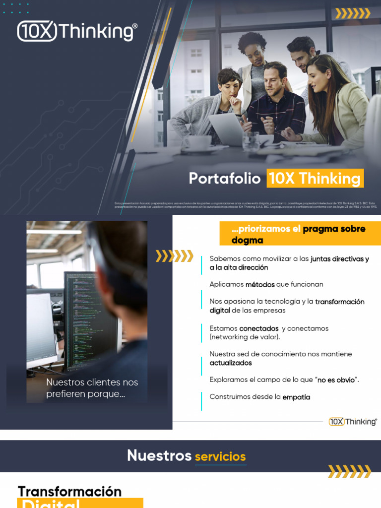 Portafolio de Servicios 10X Thinking - TD | PDF | Almacén de datos | Inteligencia de negocios