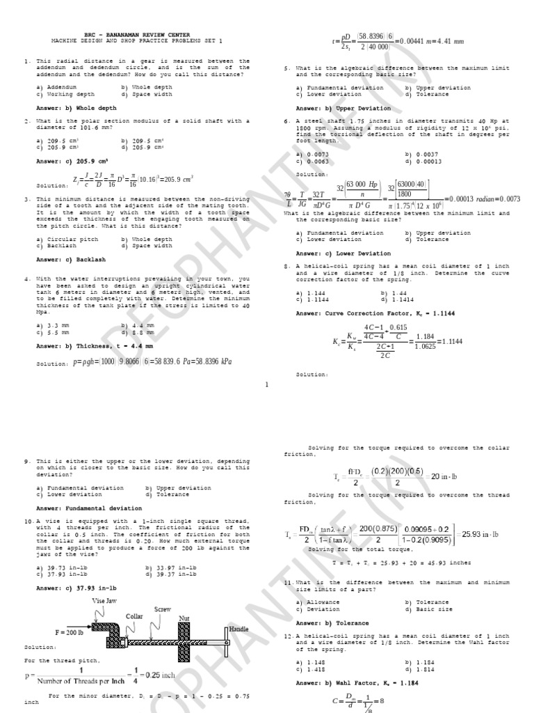 MDSP Set 1 | PDF | Gear | Screw