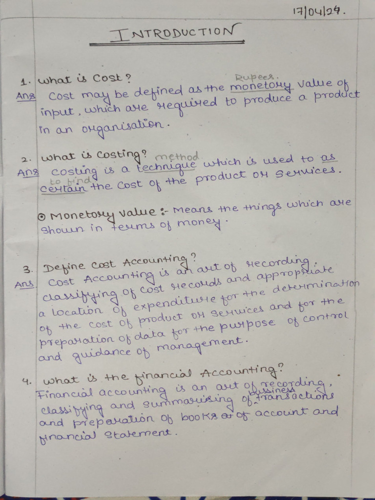 Costing For Class 11 Commarce | PDF