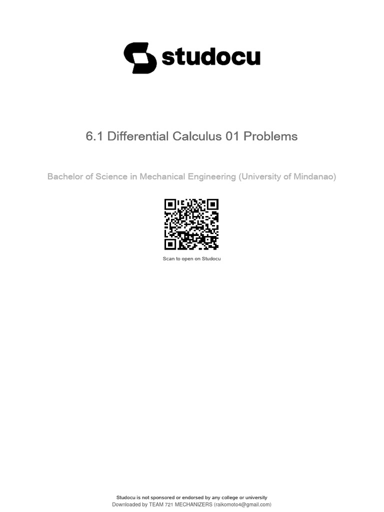 61 Differential Calculus 01 Problems | PDF | Computers
