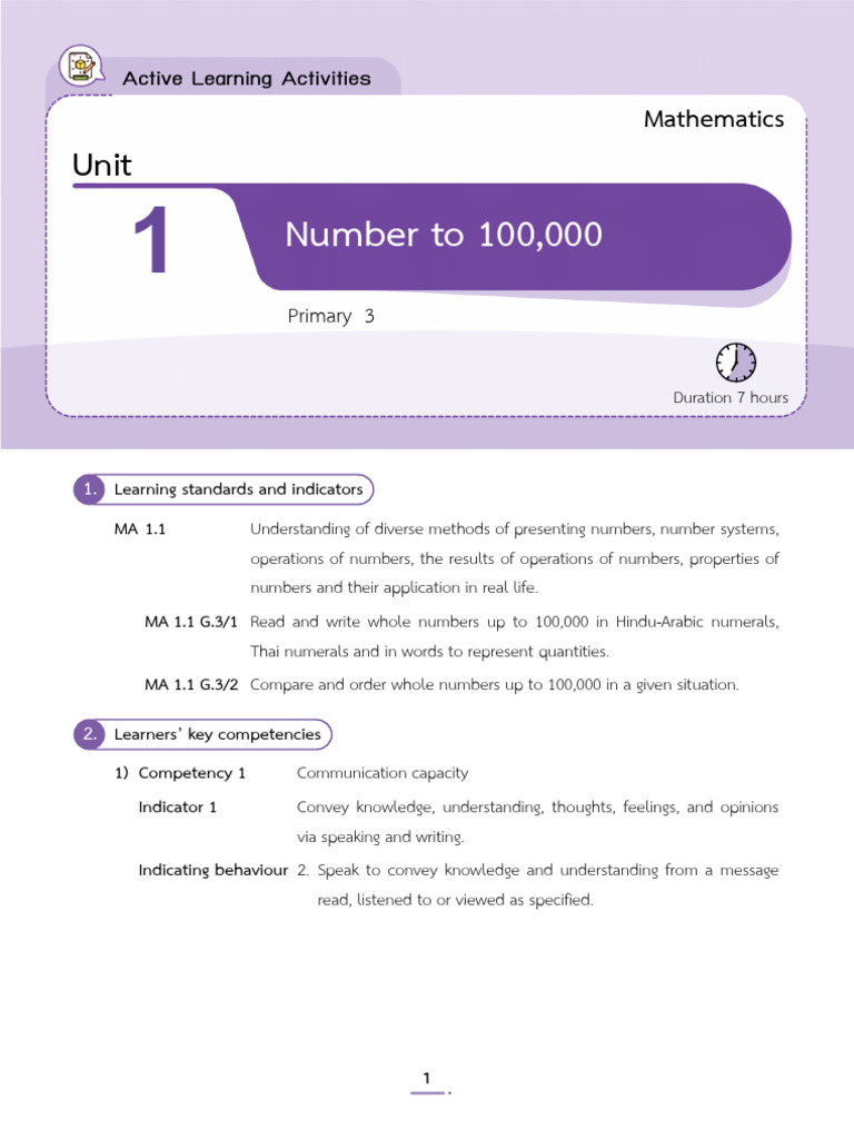 1316020AL TM Primary 3A Unit 1 Numbers To 100,000 | PDF | Educational ...