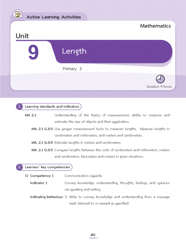 1316021AL - TM - Primary 3B - Unit 8 - Length | PDF | Educational Assessment | Learning