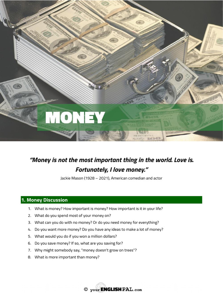 Your-English-Pal-ESL-Lesson-Plan-Money-Student-v1 | PDF | Money ...