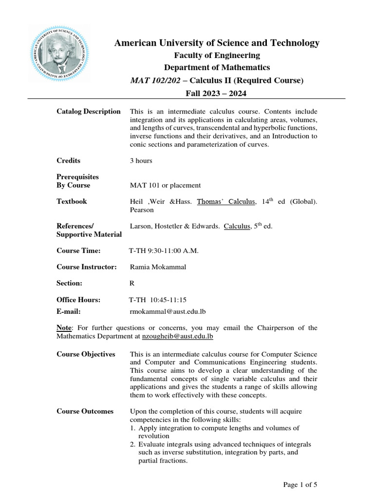 Mat 102 | PDF | Integral | Trigonometric Functions
