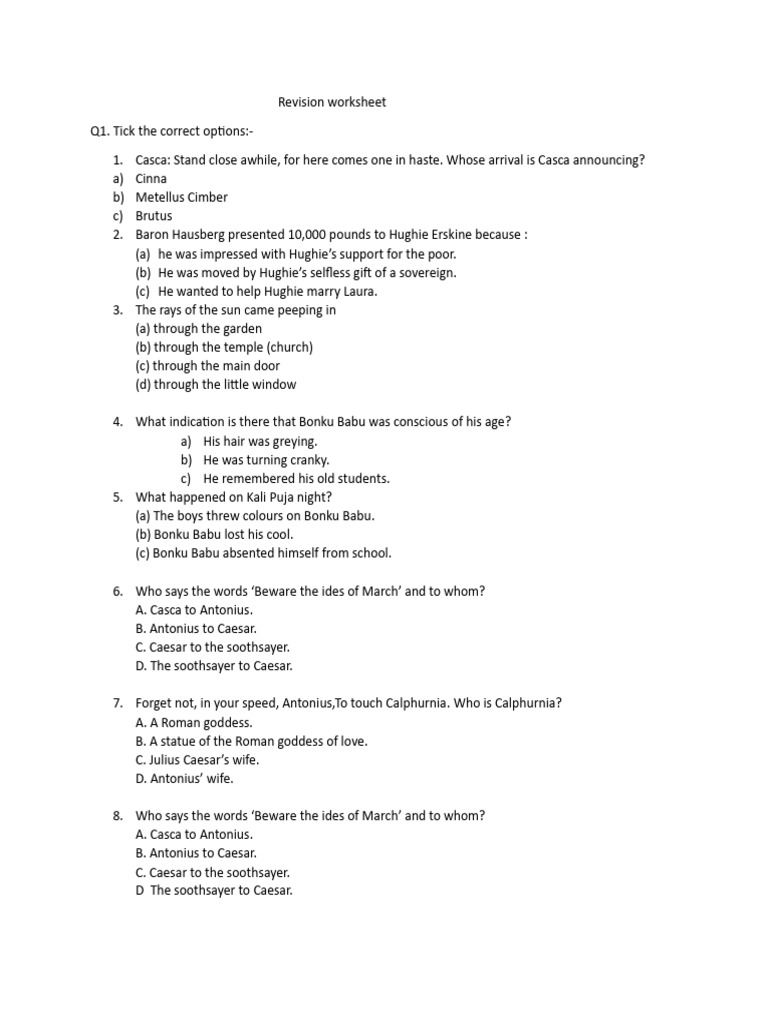 9 English 2 worksheet | PDF | Julius Caesar