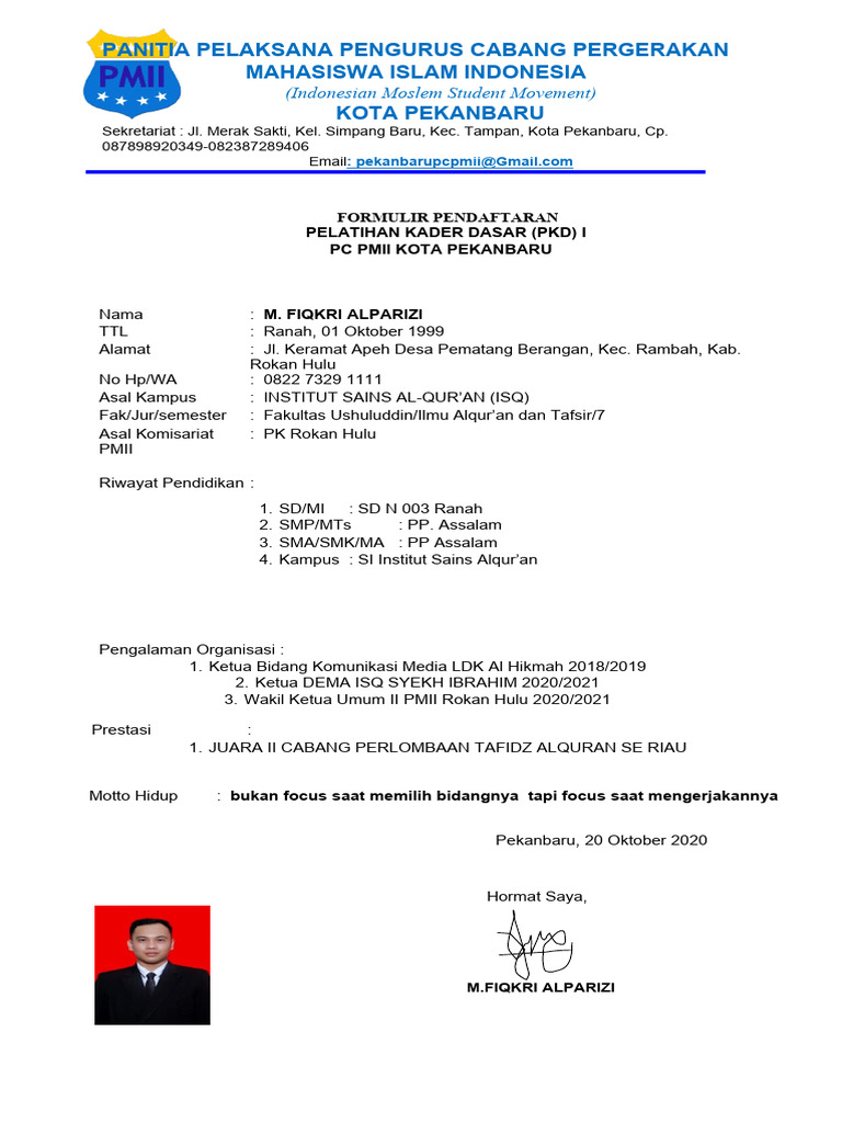 Formulir PKD Pmii | PDF