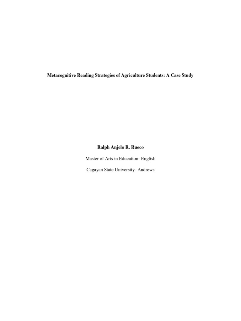 Metacognitive Reading Strategies of Agri Students A Case Study | PDF ...