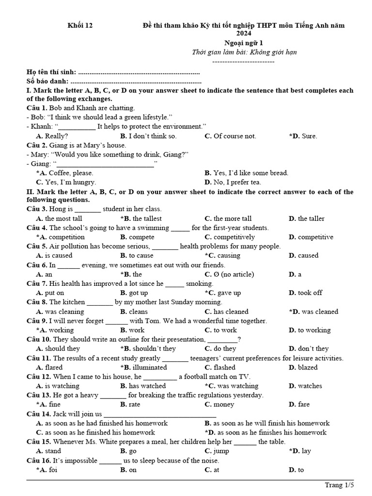 De Thi Tham Khao Ky Thi Tot Nghiep THPT Mon Tieng Anh Nam 2024 d41d8c 29 05 2024 | PDF | Sleep