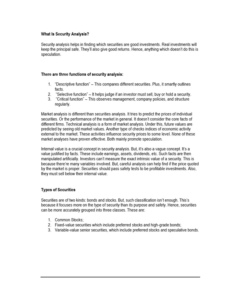 Security Analysis | PDF | Investing | Stocks