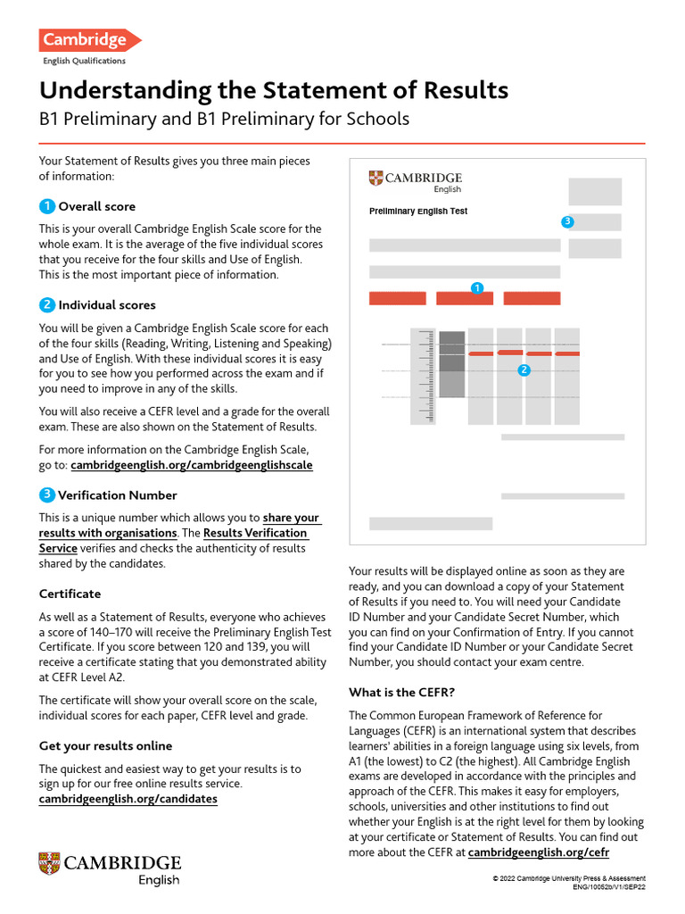 b1 Statement of Results Factsheet | PDF | Educational Assessment And ...
