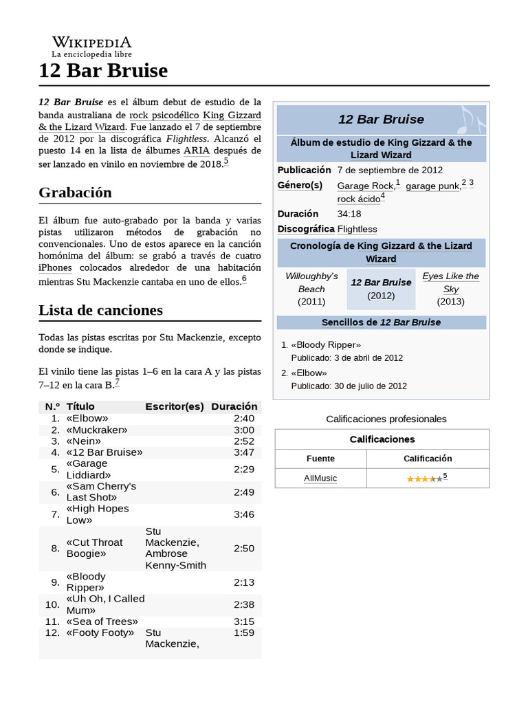 12 Bar Bruise | PDF | Grabación de sonido | Industria de la música