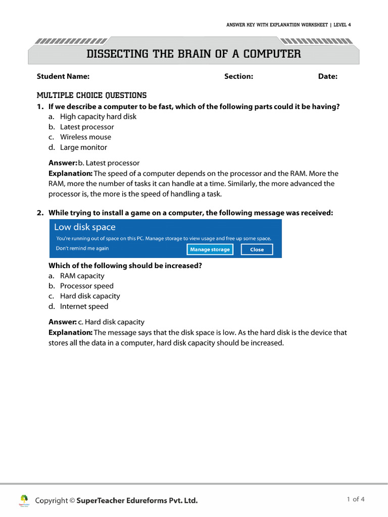 01 - Level 4 - Dissecting The Brain of A Computer | PDF