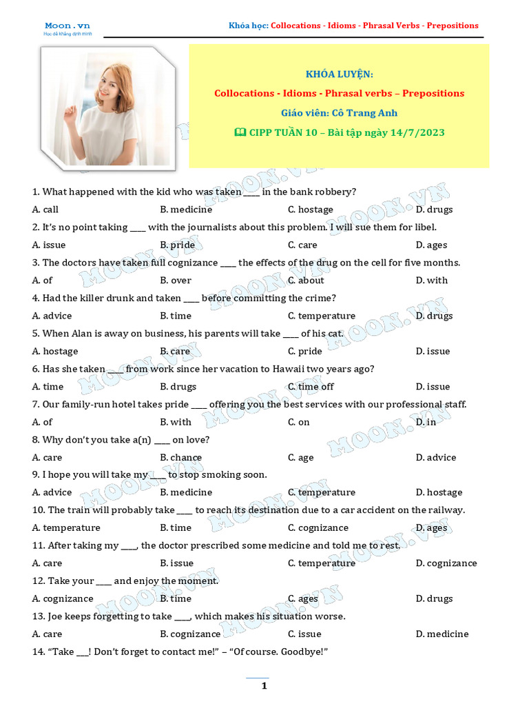 Moon - VN: Collocations - Idioms - Phrasal Verbs - Prepositions | PDF ...