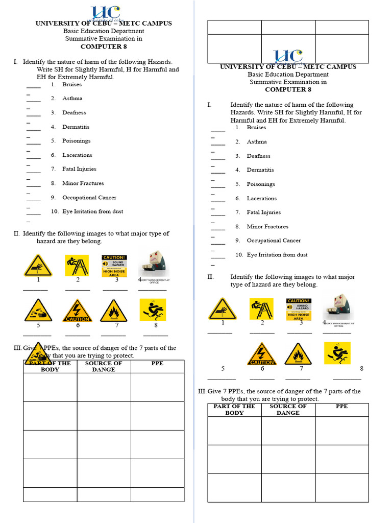 Grade 8 Summative 7 | Download Free PDF | Personal Protective Equipment | Diseases And Disorders