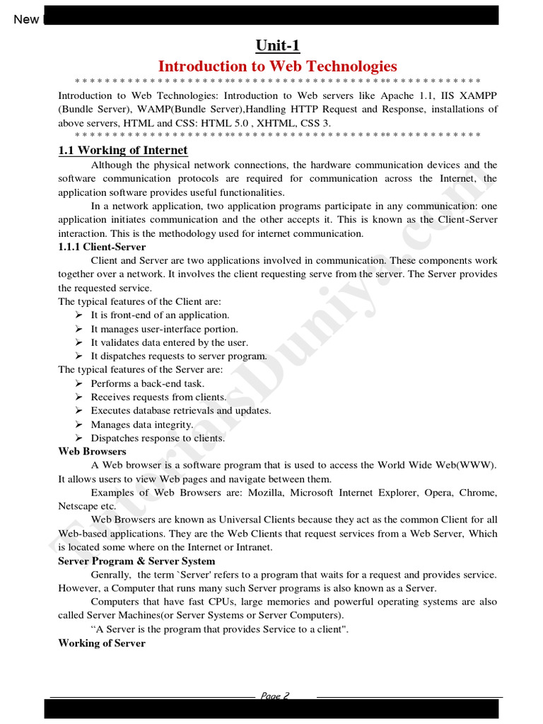 Web Technologies Aktu Notes by Uvesh | PDF | World Wide Web | Internet ...