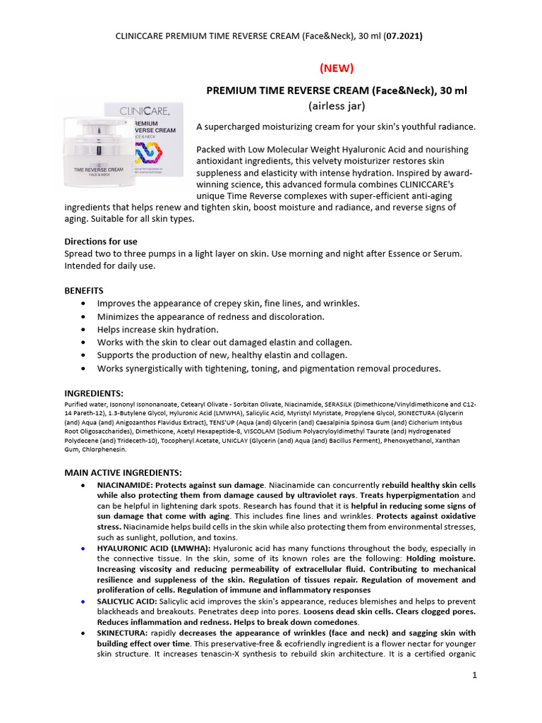 Premium Time Reverse Cream-Introduction-07.2021 | PDF | Wrinkle | Skin