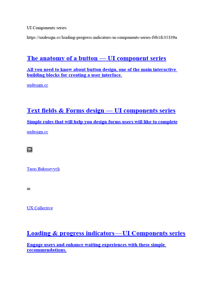 UI Components series | Download Free PDF | User Interface | User Experience