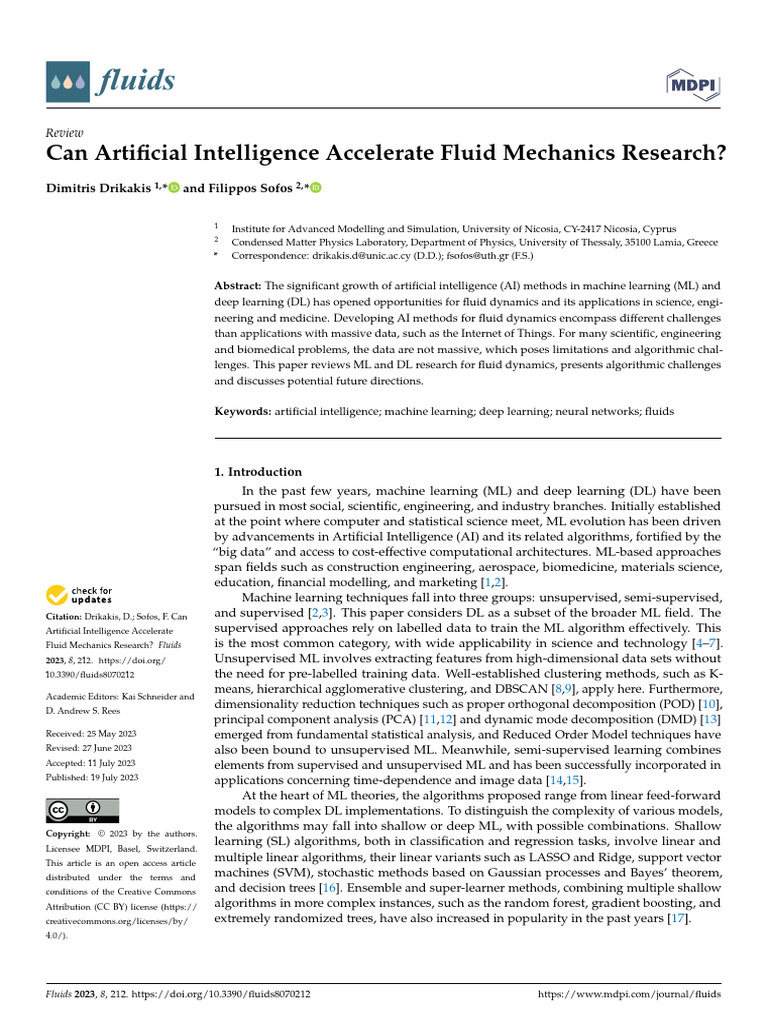 Fluids 08 00212 Ai Pdf Machine Learning Artificial Neural Network