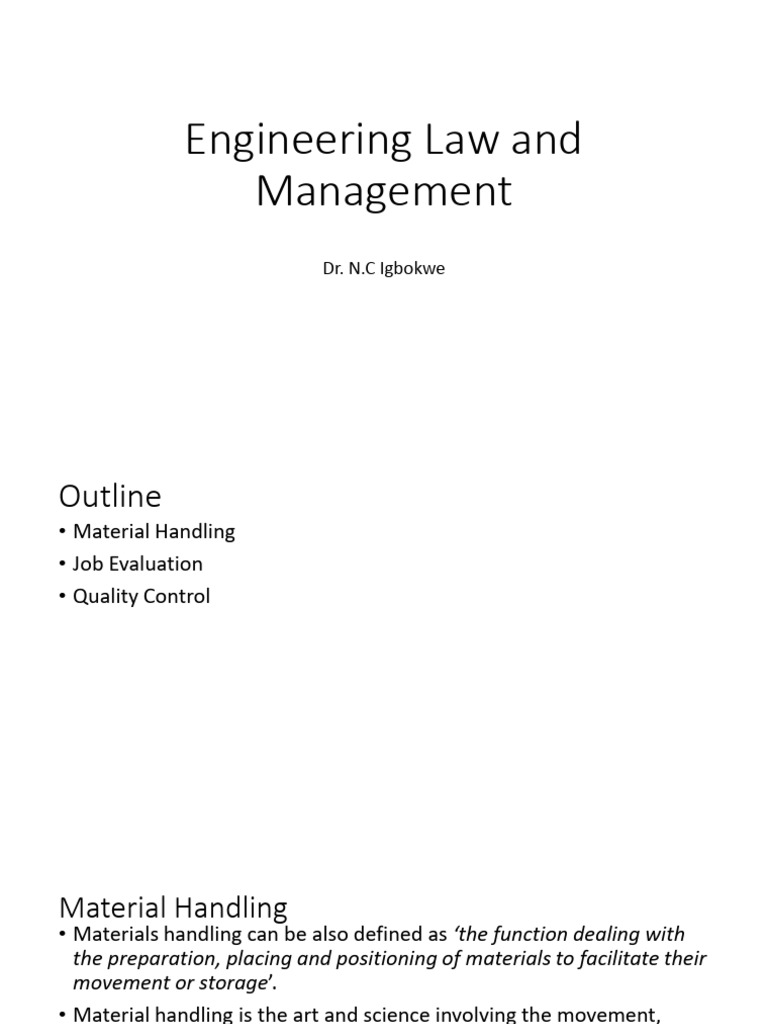 Engineering Law and Management - Material Handling | PDF | Salary ...