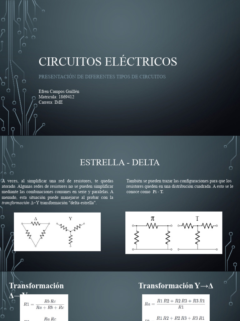 Circuitos Eléctricos Presentacion 1 | PDF | Red eléctrica | Corriente eléctrica