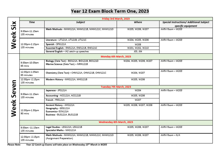 Year 12 Exam Block WK 6 7 - Term 1 - Student Edition | PDF | Science
