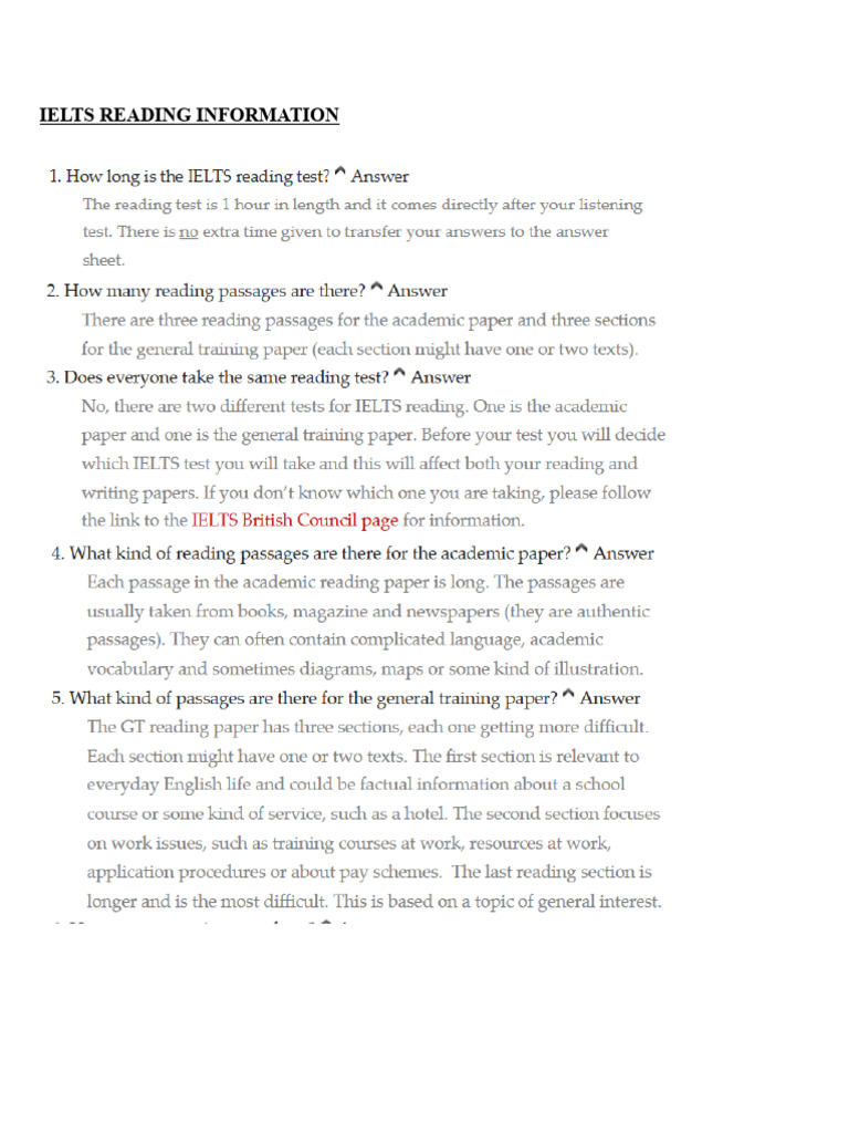 Ielts Reading Information | PDF