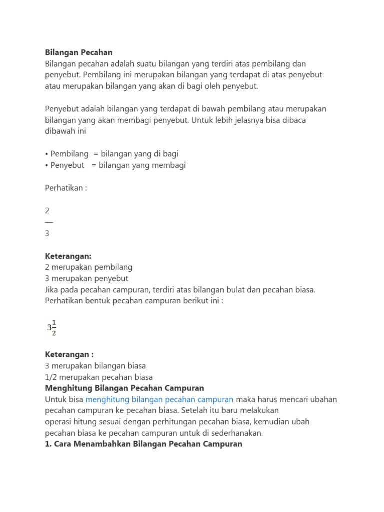 Bilangan Pecahan | PDF