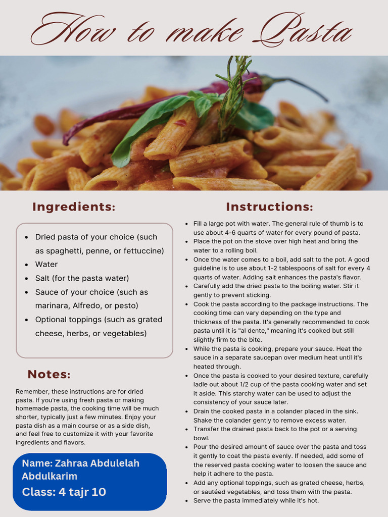 How To Make Pasta | PDF | Pasta | Cooking